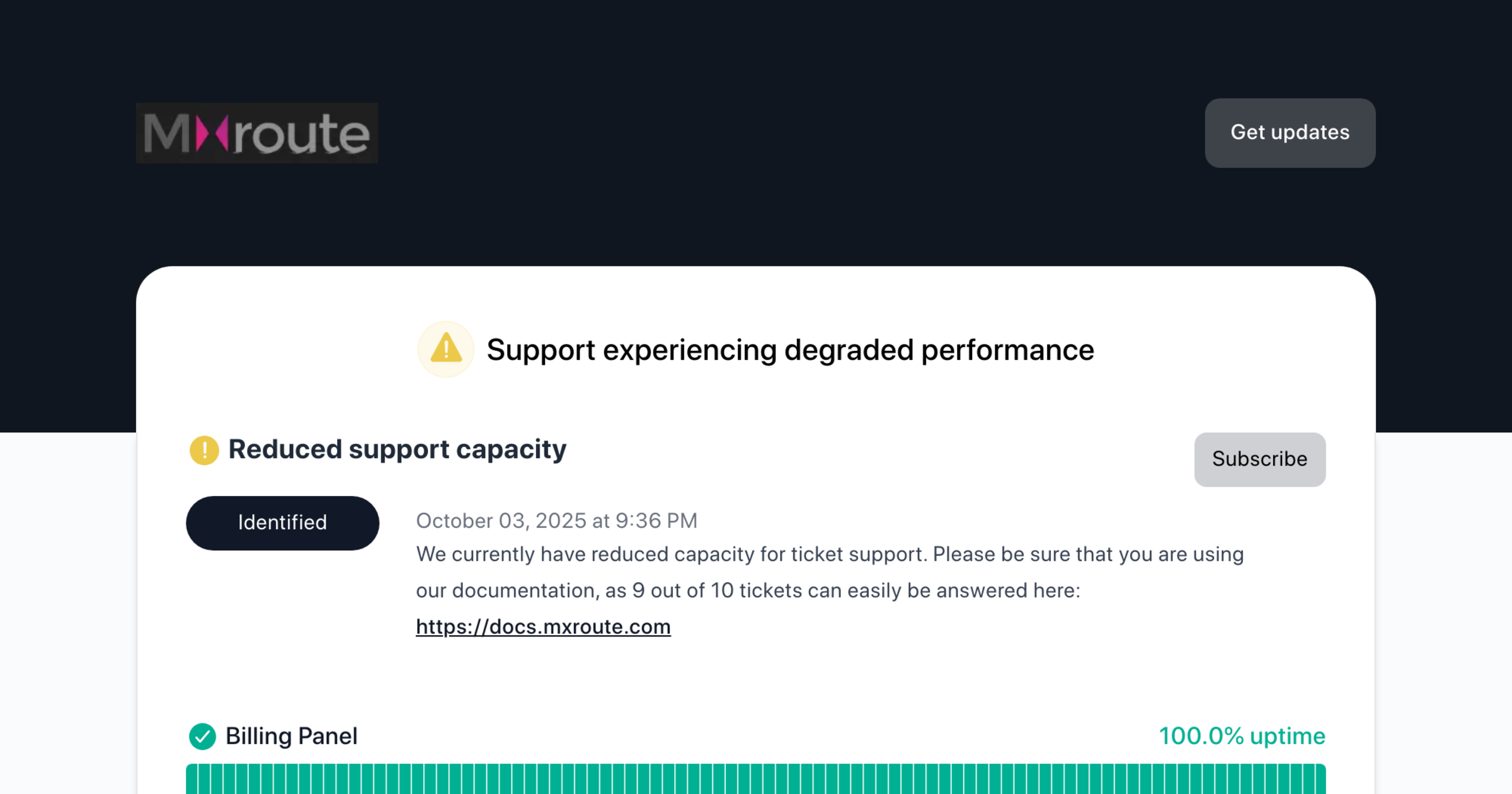 Notice history - MXroute Status